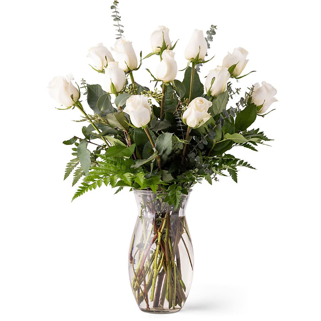 Unforgettable Dozen Rose White–Safeway Norcal Flowers